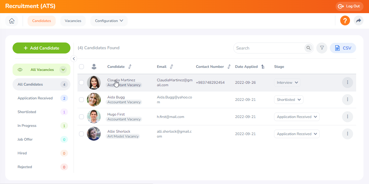 How to view and manage a candidate profile – OrangeHRM