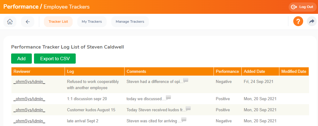 How to view and add performance logs to your Performance Trackers ...