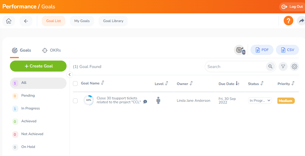 How to Create Goals/Objectives – OrangeHRM