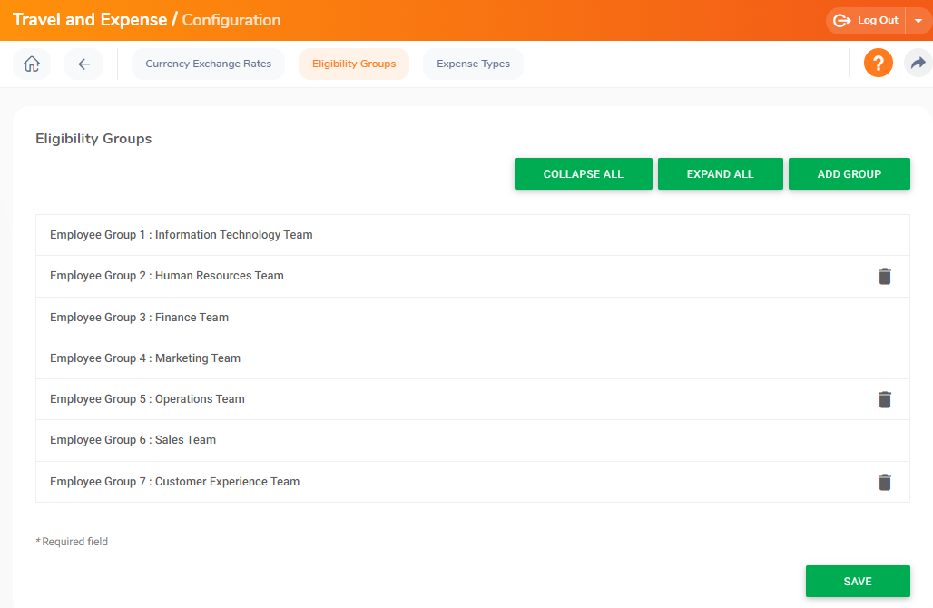 View and setup expense types – OrangeHRM