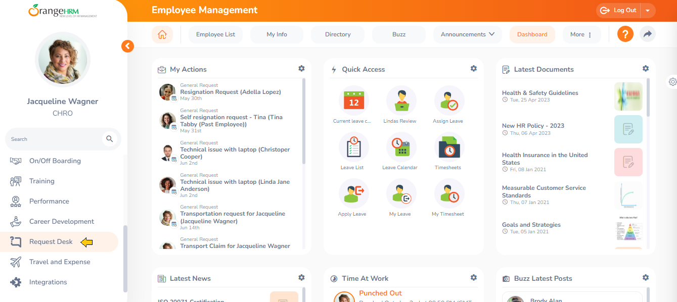 How to access Employees General Requests – OrangeHRM