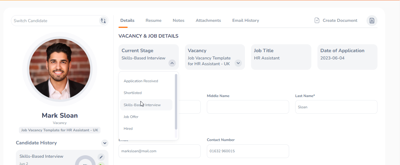 How to view and manage a candidate profile – OrangeHRM