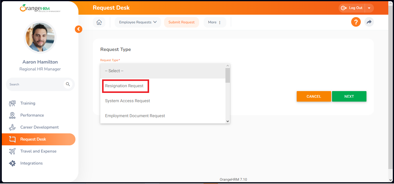 How to submit requests – OrangeHRM