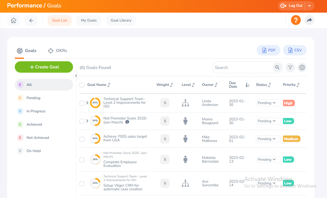 How to set up Goals/Objectives – OrangeHRM