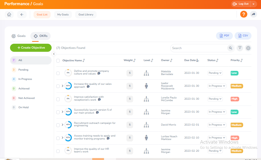 How to set up Goals/Objectives – OrangeHRM