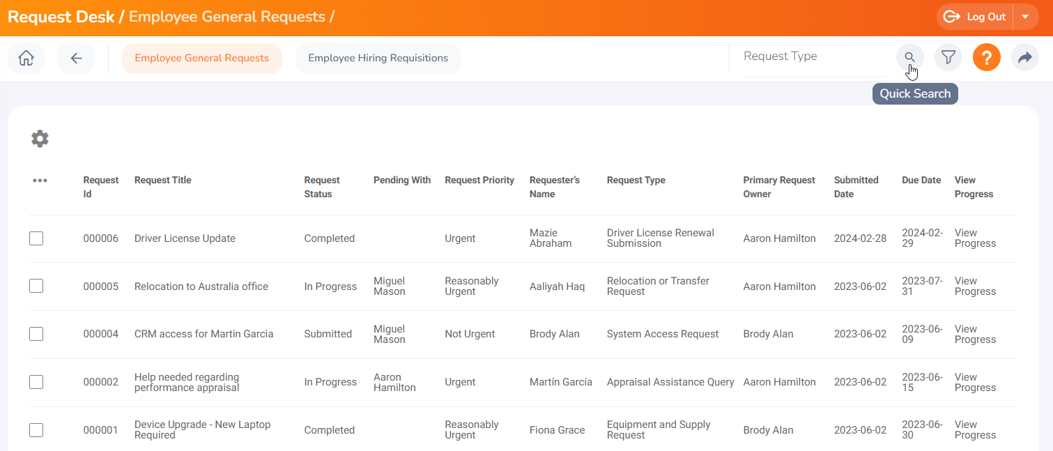 How to access Employees General Requests – OrangeHRM
