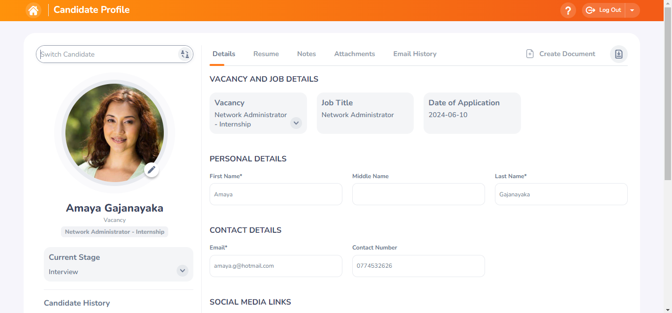How to view and manage a candidate profile – OrangeHRM