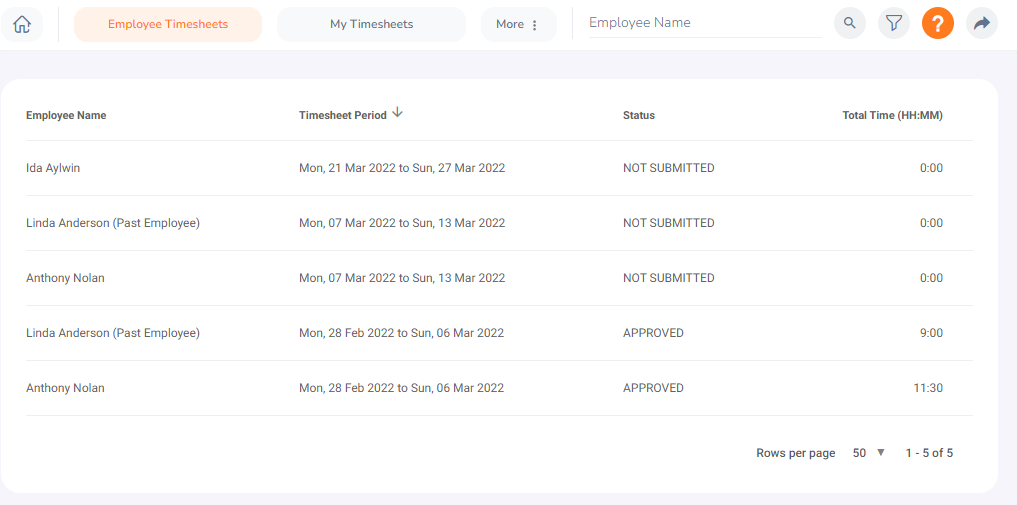 Manage employee timesheets – OrangeHRM